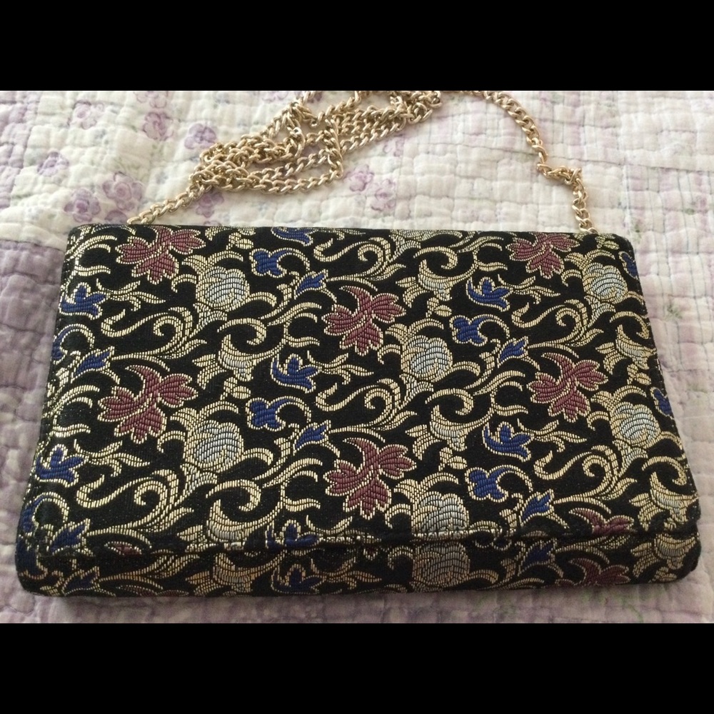Vintage Brocade Clutch/Shoulder Evening Bag - Gem